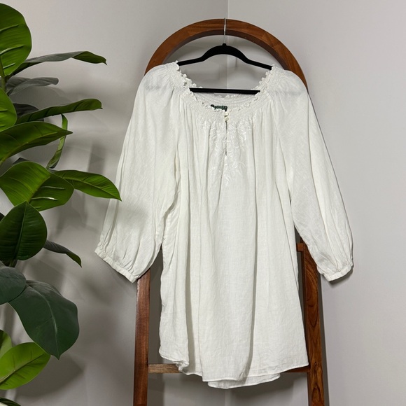 Lauren Ralph Lauren | Tops | Lauren Ralph Lauren 3x White 0 Linen ...